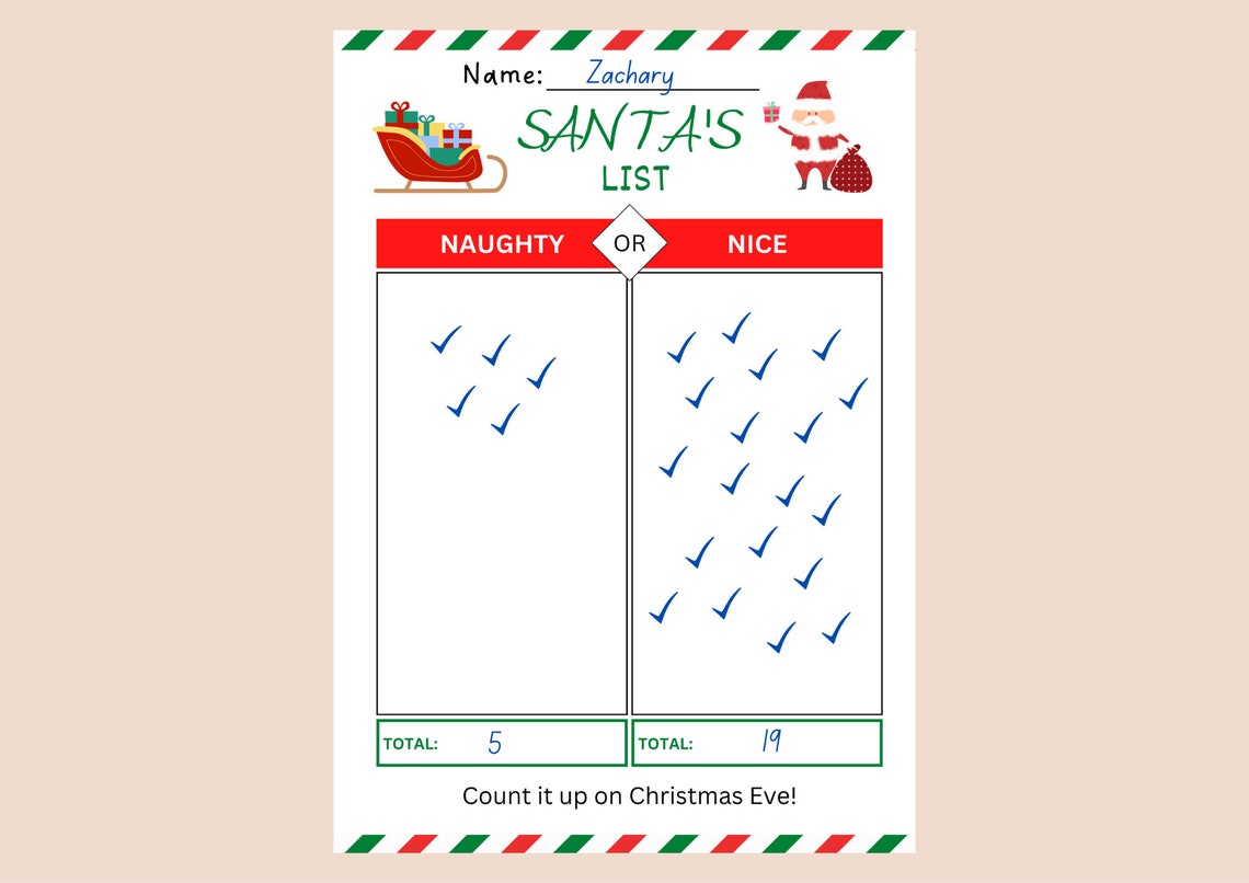 Printable Santa's Naughty or Nice List • Santa's List • Christmas ...