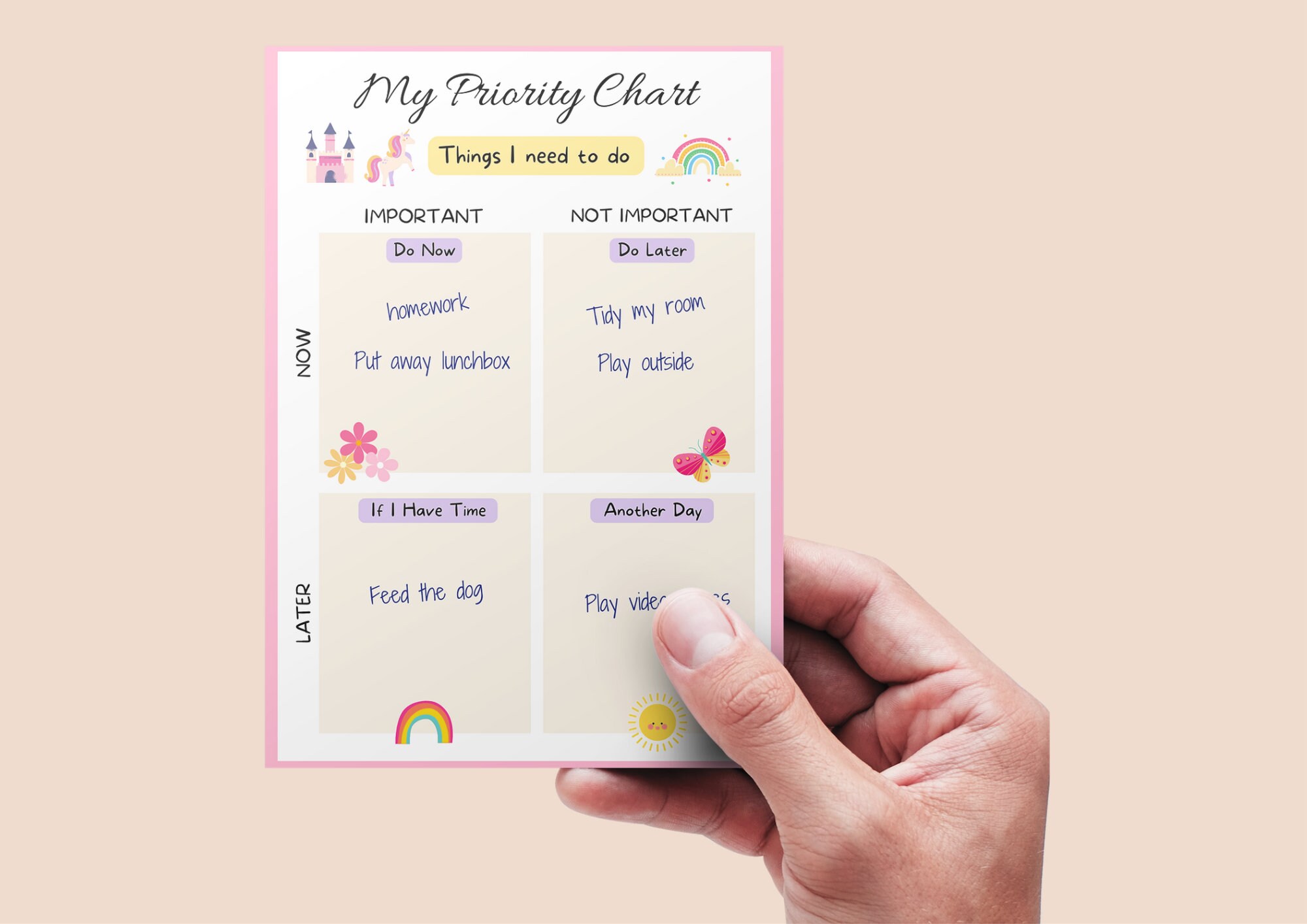 Printable Priority Chart • Decision Matrix • Eisenhower Matrix • Vision ...