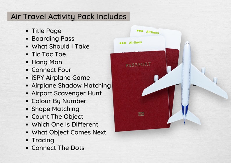 Printable Air Travel Activity Pack for Kids • Airplane Activity Bundle ...