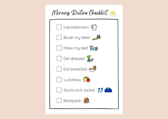 Printable Morning Routine Checklist Daily Checklist Kids | Etsy