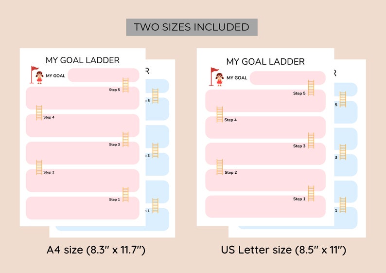 Goal Setting Ladder for Kids • Goal Ladder • Kids Goal Setting ...