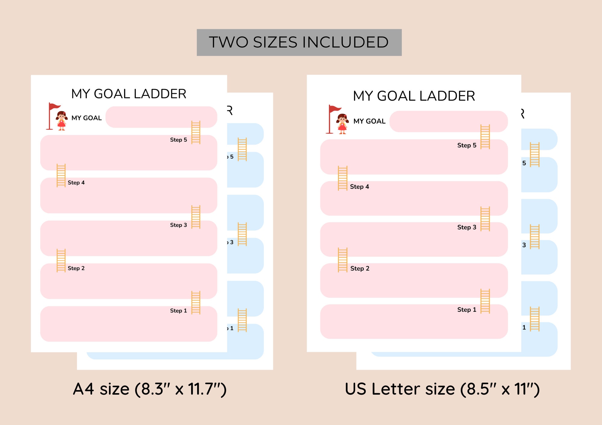 Goal Setting Ladder for Kids • Goal Ladder • Kids Goal Setting ...