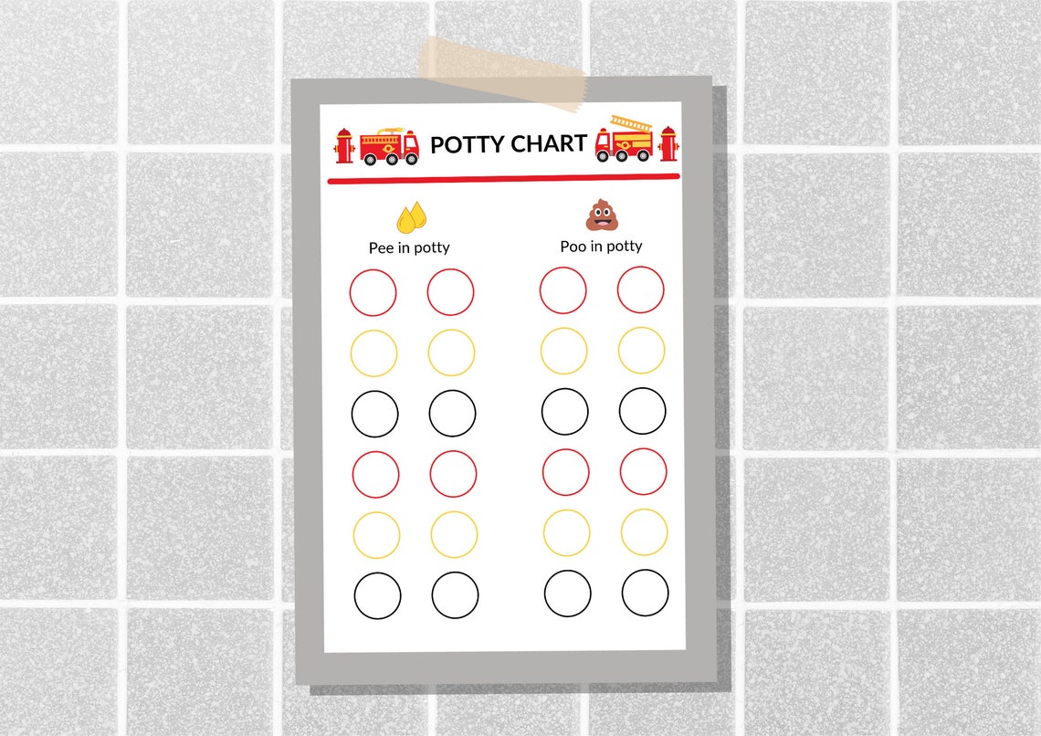 Printable Fire Truck Potty Training Chart Sticker Chart Toilet Training ...