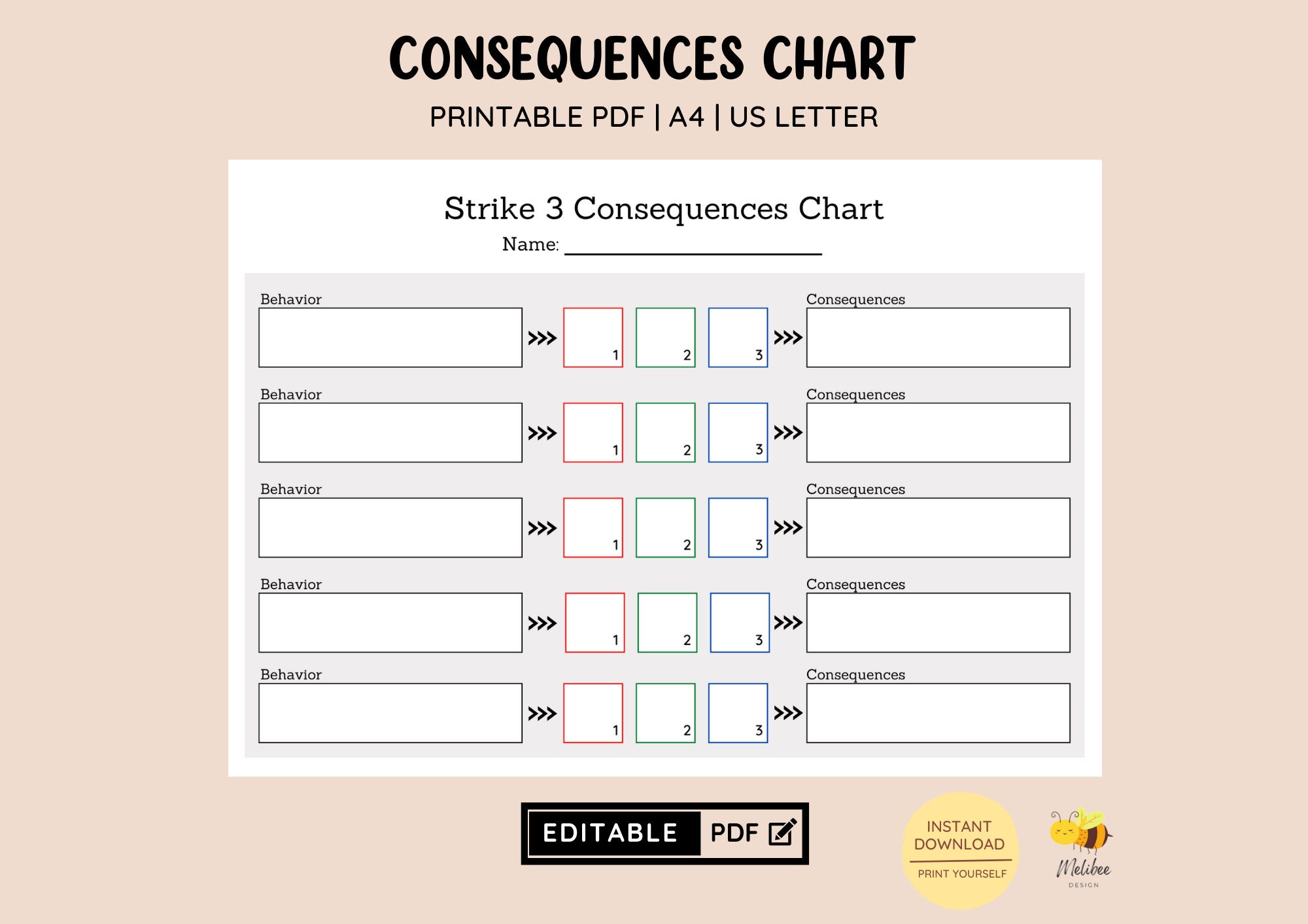 EDITABLE Strike 3 Consequences Chart • Printable Chart • Consequence ...