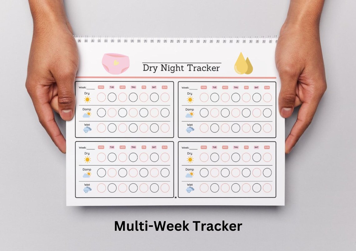 Printable Dry Night Bedwetting Chart Dry Night Tracker Toilet Training ...