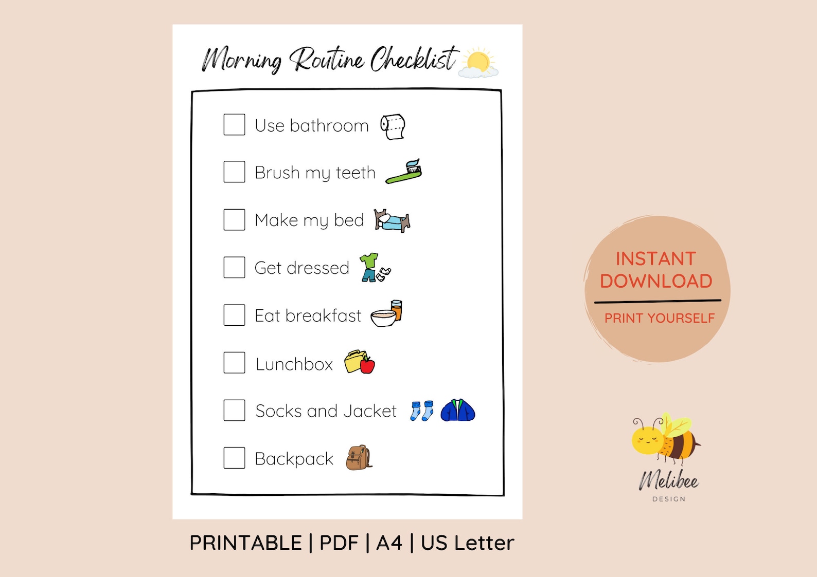 Printable Morning Routine Checklist • Daily Checklist • Kids Routine ...