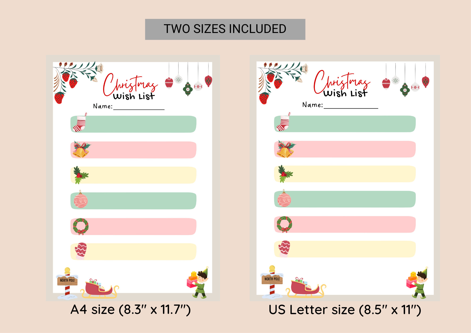 Printable Kid's Christmas Wish List • Gift Wish List • Gift Ideas for ...