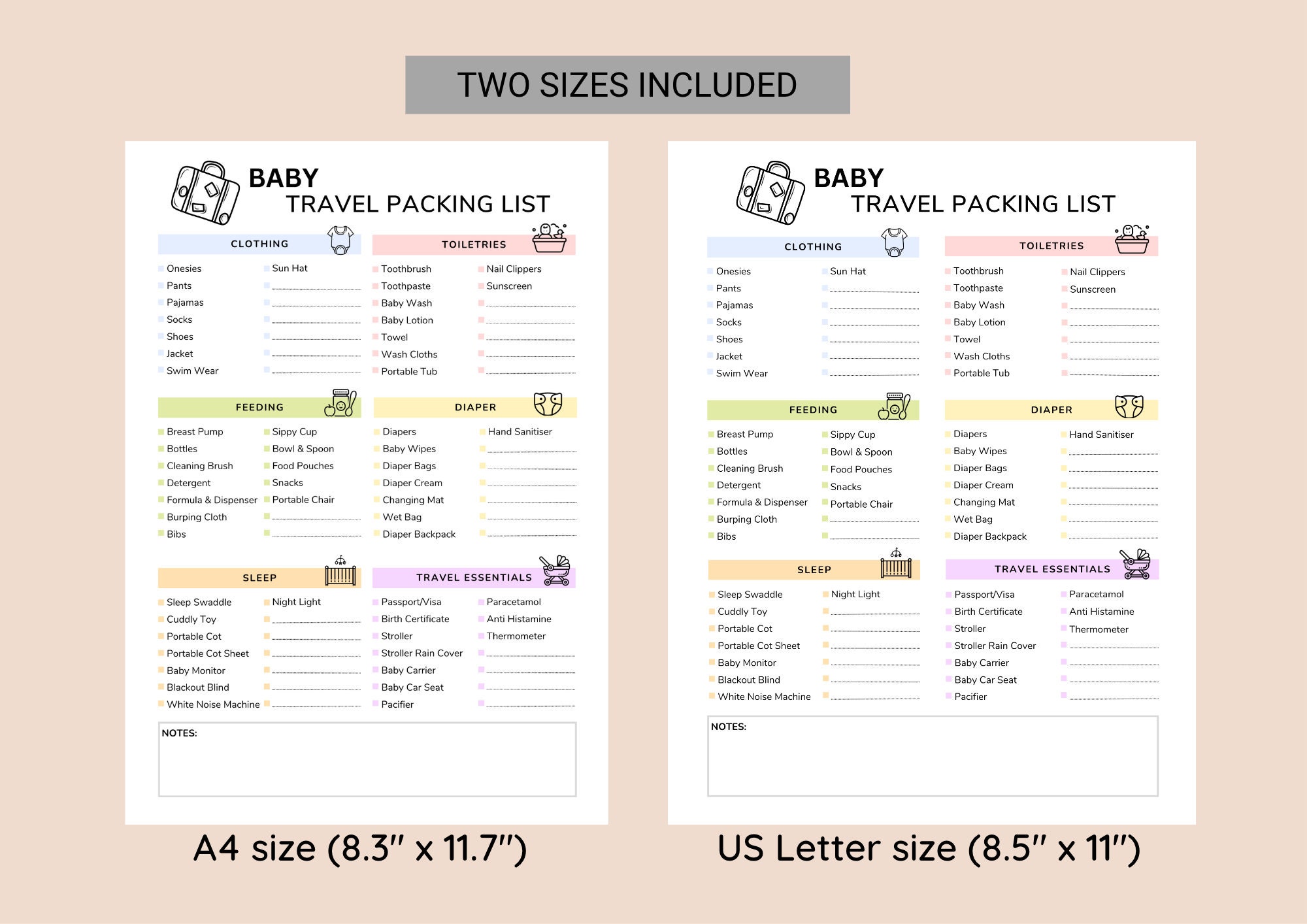 Printable Baby Travel Packing List • Baby Packing Checklist • Vacation ...