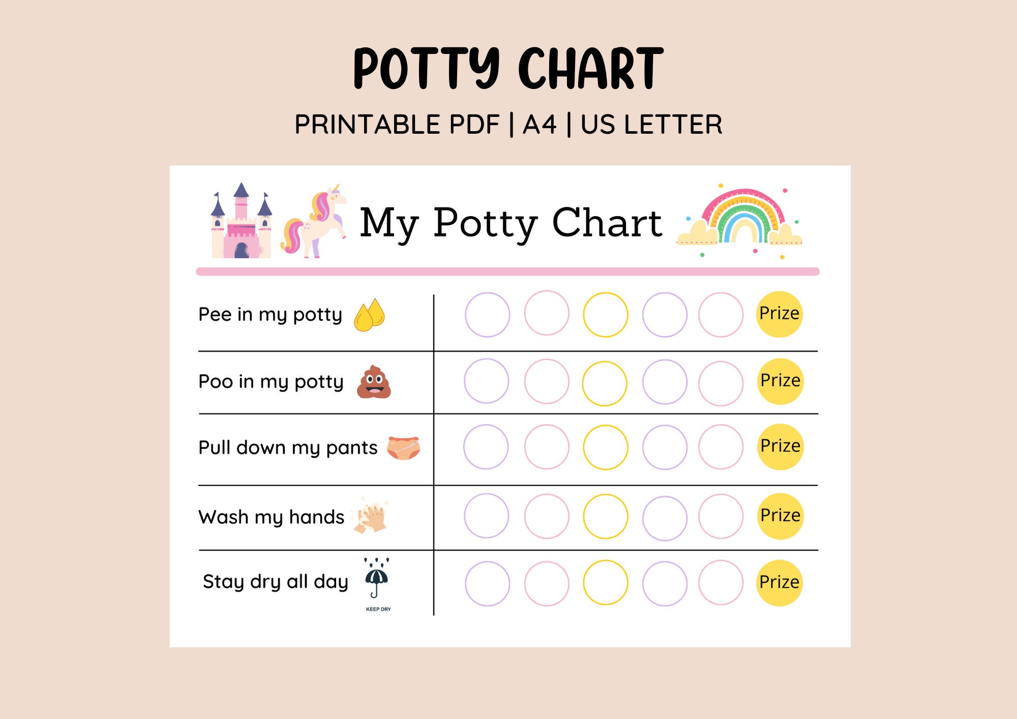 Printable Unicorn Potty Training Chart • Potty Sticker Chart • Toddler ...