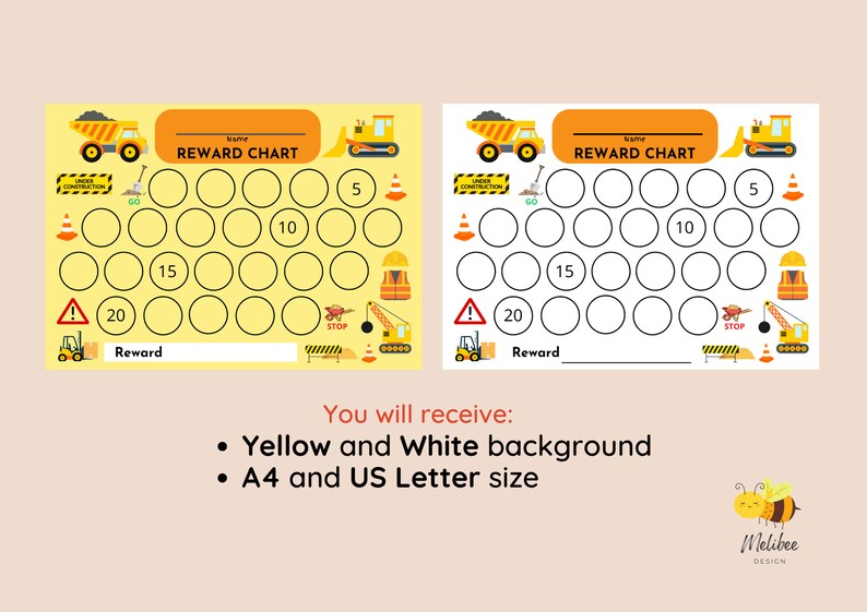 Printable Construction Reward Chart • Sticker Chart • Kids Reward Chart ...
