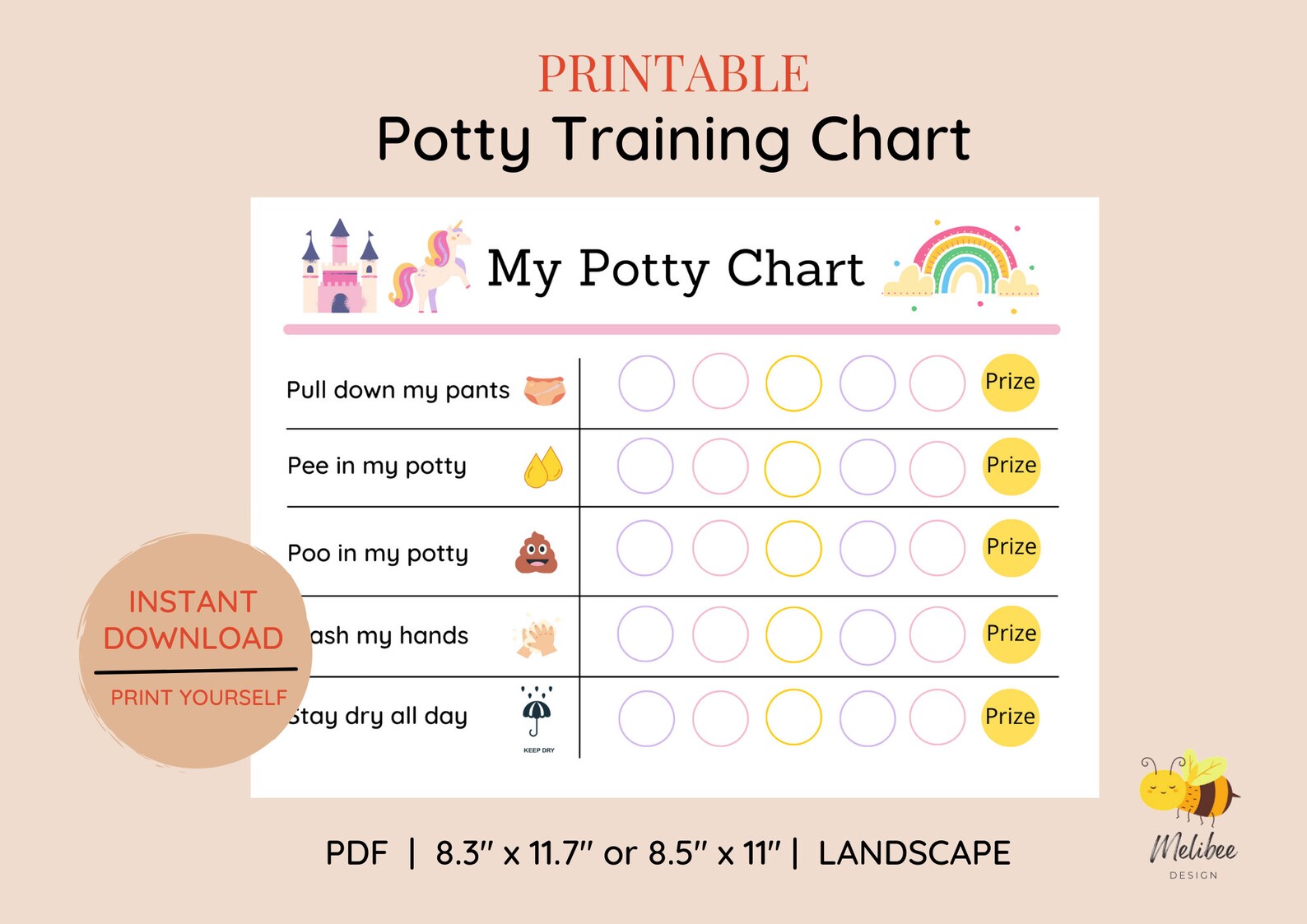Printable Unicorn Potty Training Chart Sticker Chart - Etsy