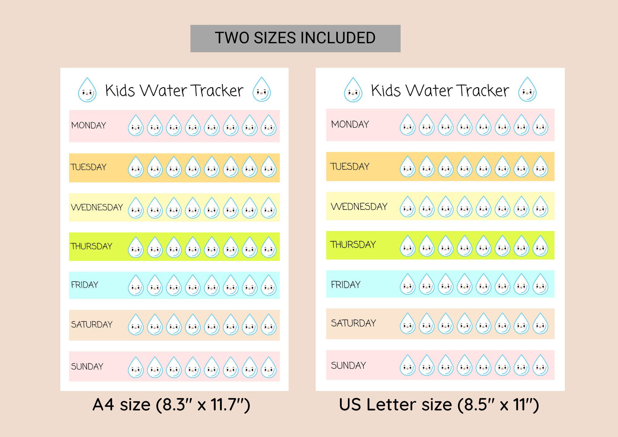 Printable Kids Water Tracker • Hydration Tracker • Healthy Lifestyle ...