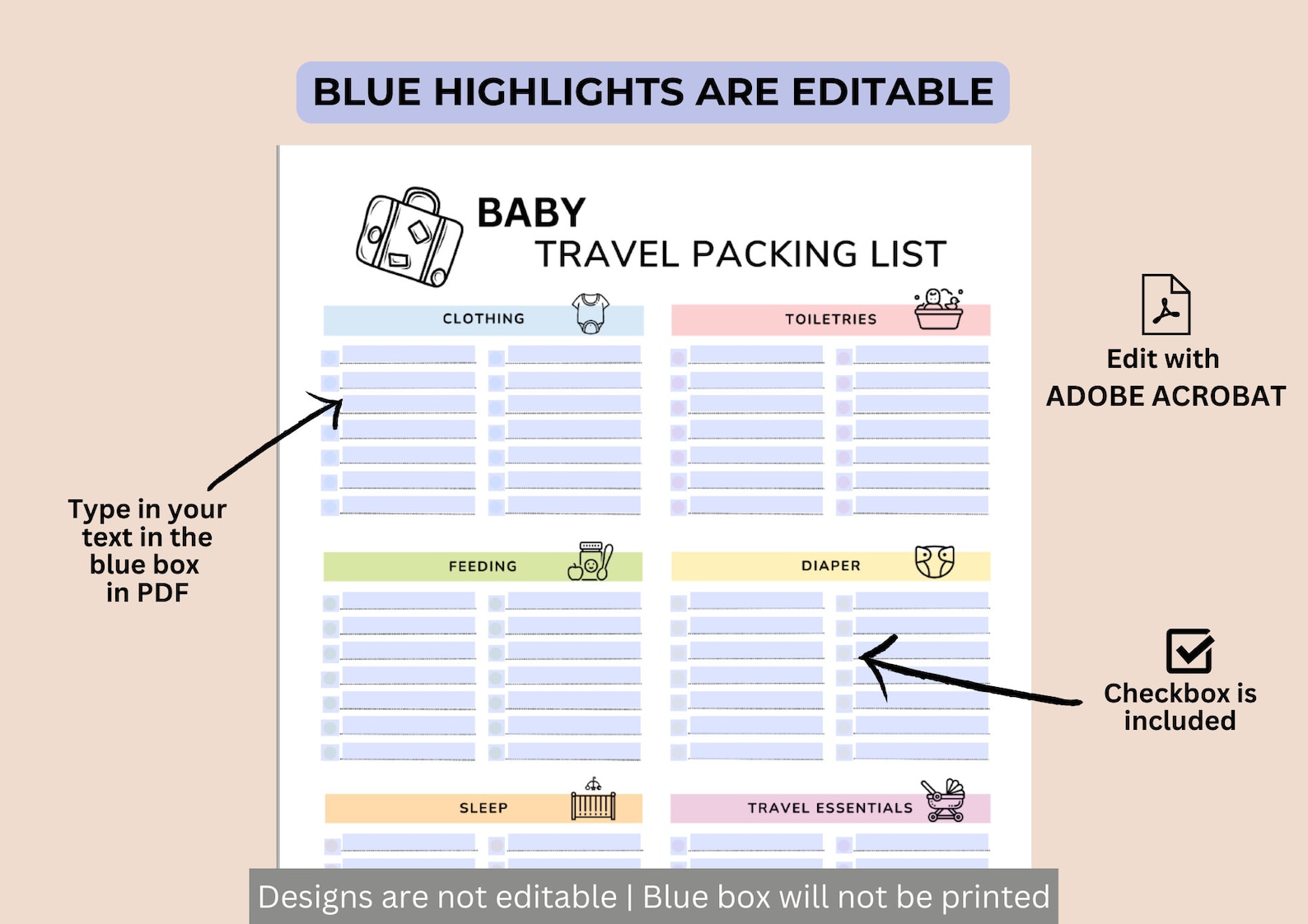 Editable Baby Travel Packing List • Baby Packing Checklist • Vacation ...
