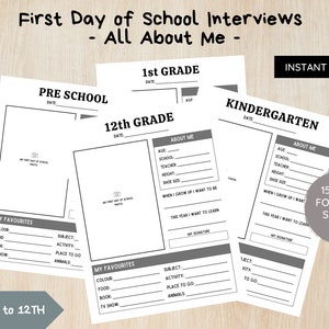 Printable First Day of School Interviews • School Questionnaire • All ...