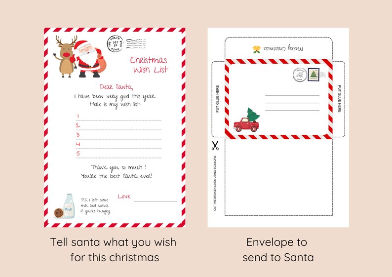 Printable Letter to Santa and Envelope • Santa Letter • Kids Christmas ...