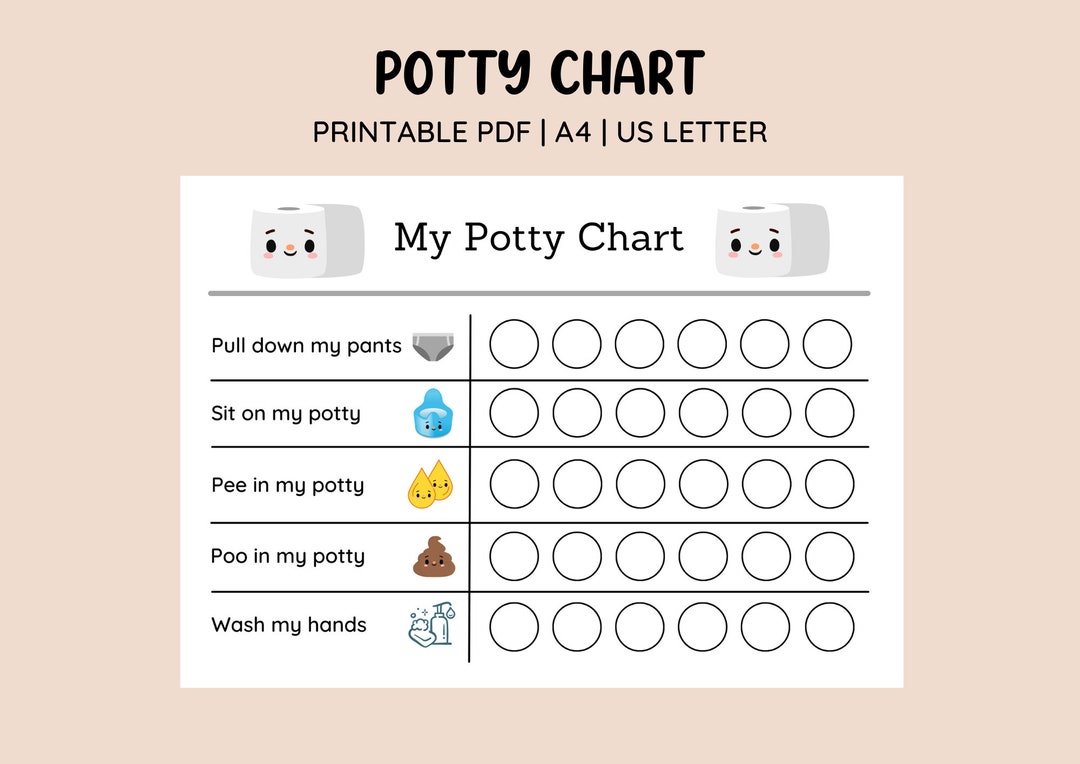 Printable Potty Training Chart • Potty Sticker Chart • Toddler Toilet ...