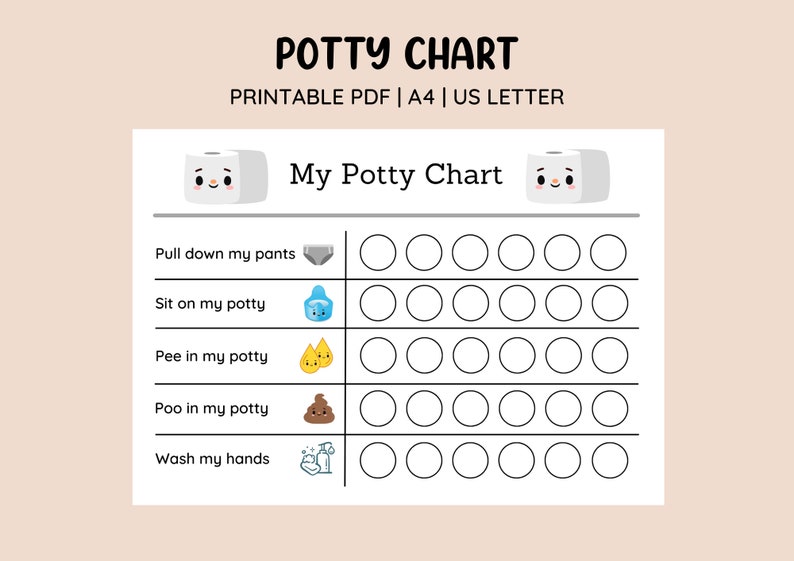 Printable Potty Training Chart • Potty Sticker Chart • Toddler Toilet ...