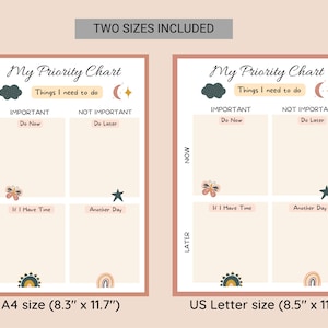 Printable Priority Chart • Decision Matrix • Eisenhower Matrix • Vision ...