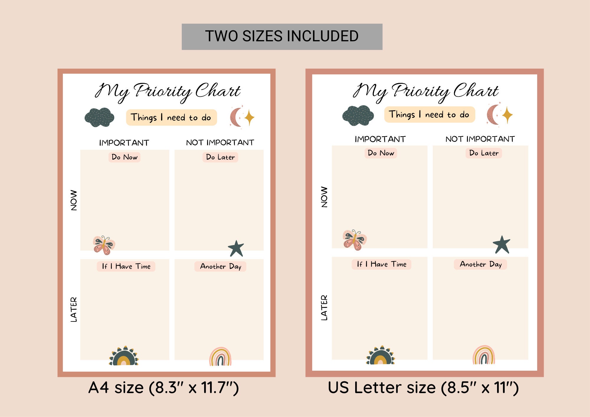 Printable Priority Chart • Decision Matrix • Eisenhower Matrix • Vision ...