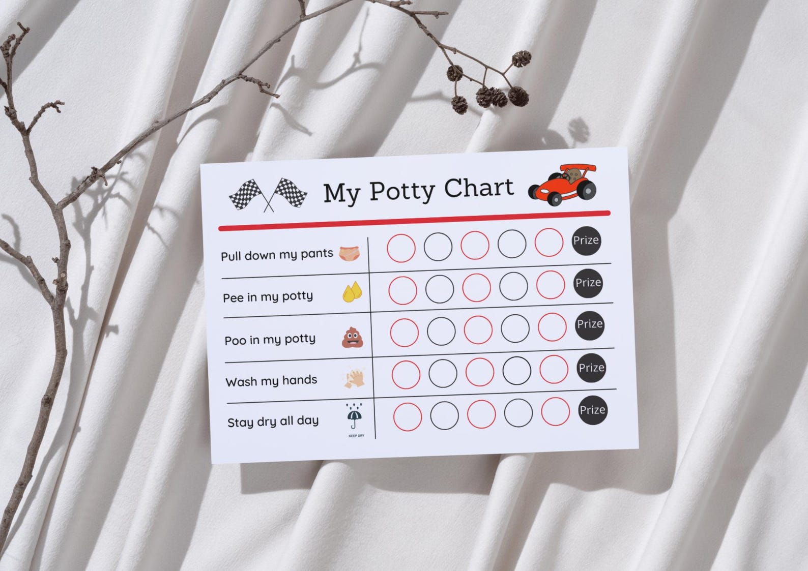 Printable Race Car Potty Training Chart • Potty Sticker Chart • Toddler ...