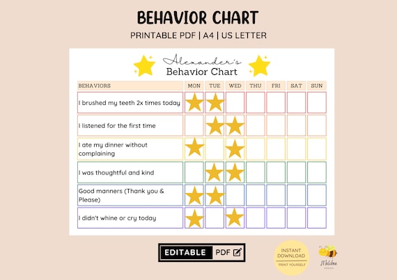 Kindergarten Behavior Chart Printable
