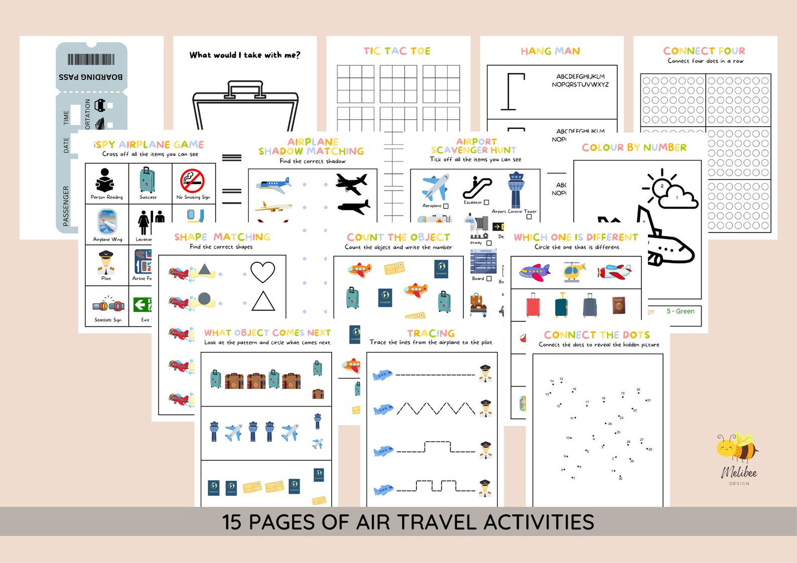 Printable Air Travel Activity Pack for Kids • Airplane Activity Bundle ...