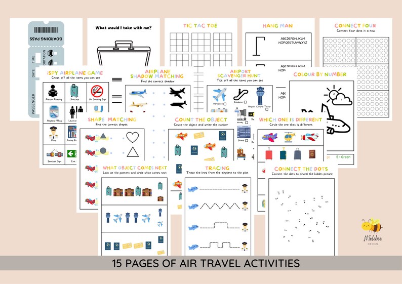 Printable Air Travel Activity Pack for Kids • Airplane Activity Bundle ...