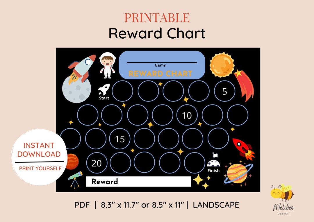 Printable Space Reward Chart • Astronaut • Sticker Chart • Kids Reward ...