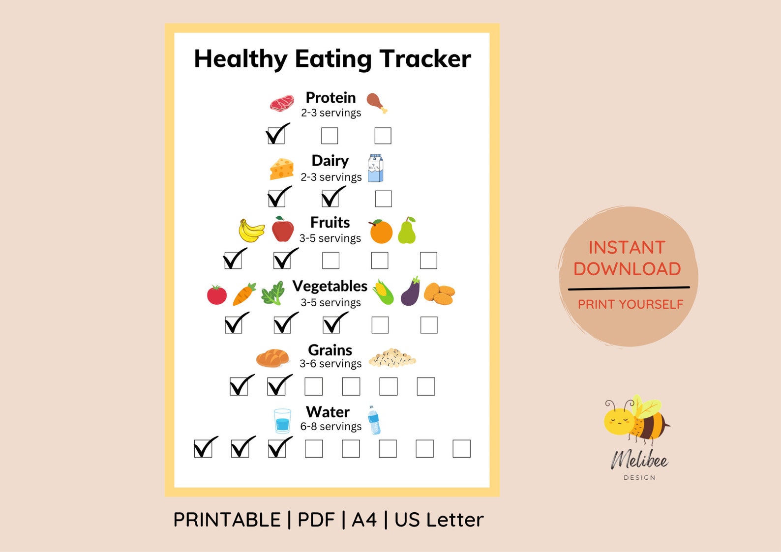Printable Healthy Eating Tracker Food Pyramid Tracker Kids Food Chart ...