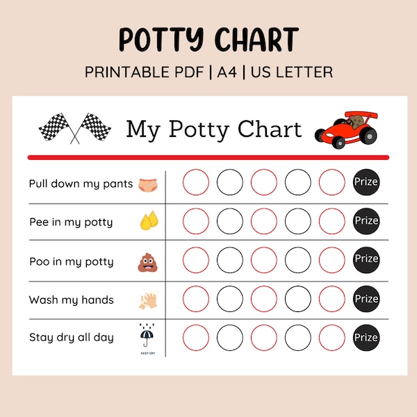 Race Car Potty Training Chart - Etsy