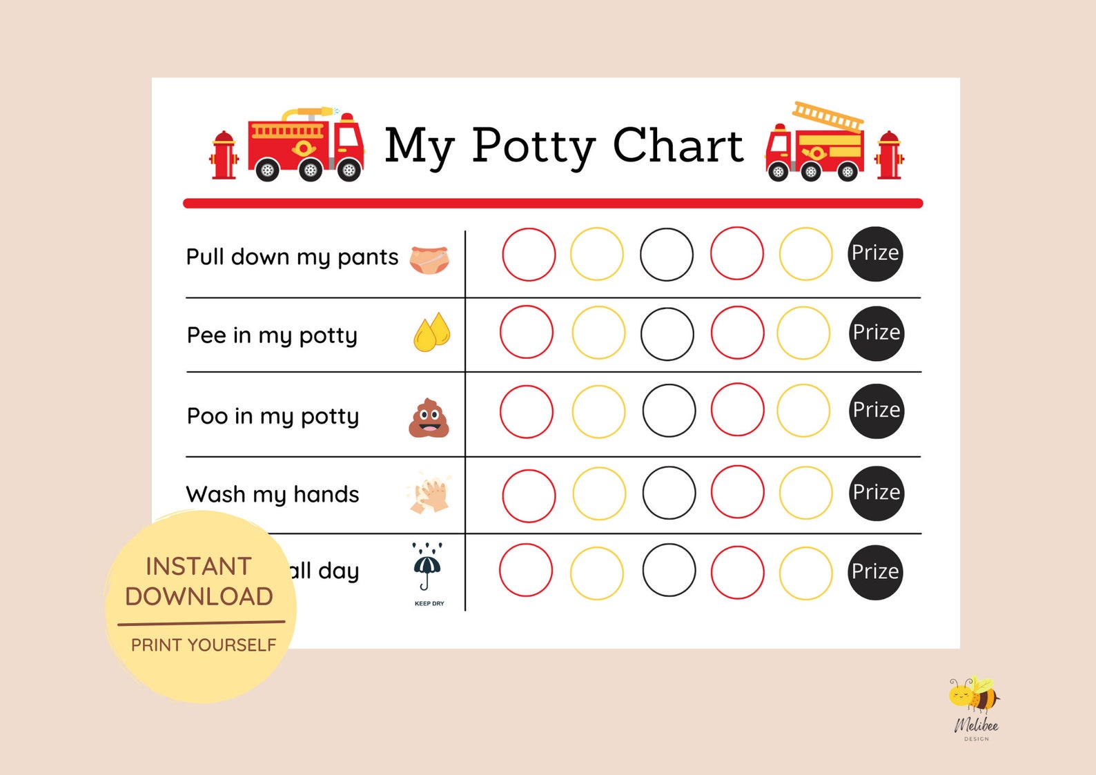 Printable Fire Truck Potty Training Chart • Potty Sticker Chart ...