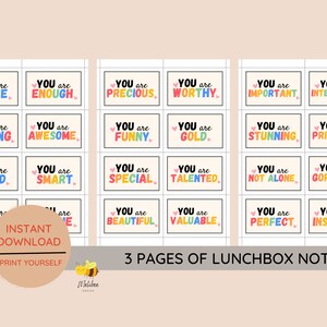 Printable Lunchbox Notes for Kids and Adults • Positive Affirmation ...