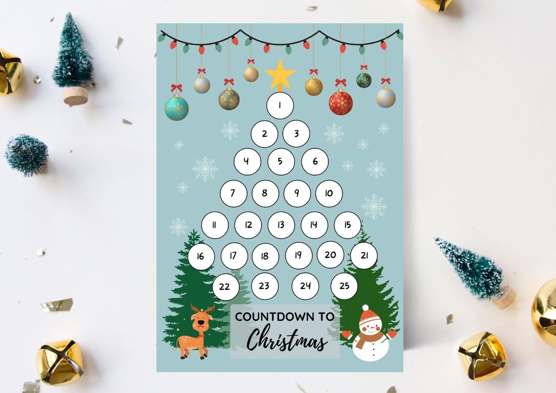 Printable Advent Calendar for Kids • Countdown to Christmas • Christmas ...