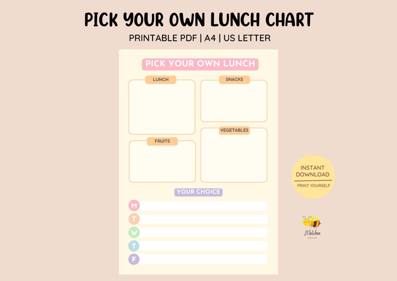 Pick Your Own Lunch Chart • Simple Lunch Packing • Kids Lunchbox ...
