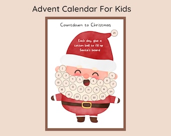 Printable Advent Calendar for Kids • Countdown to Christmas • Christmas ...