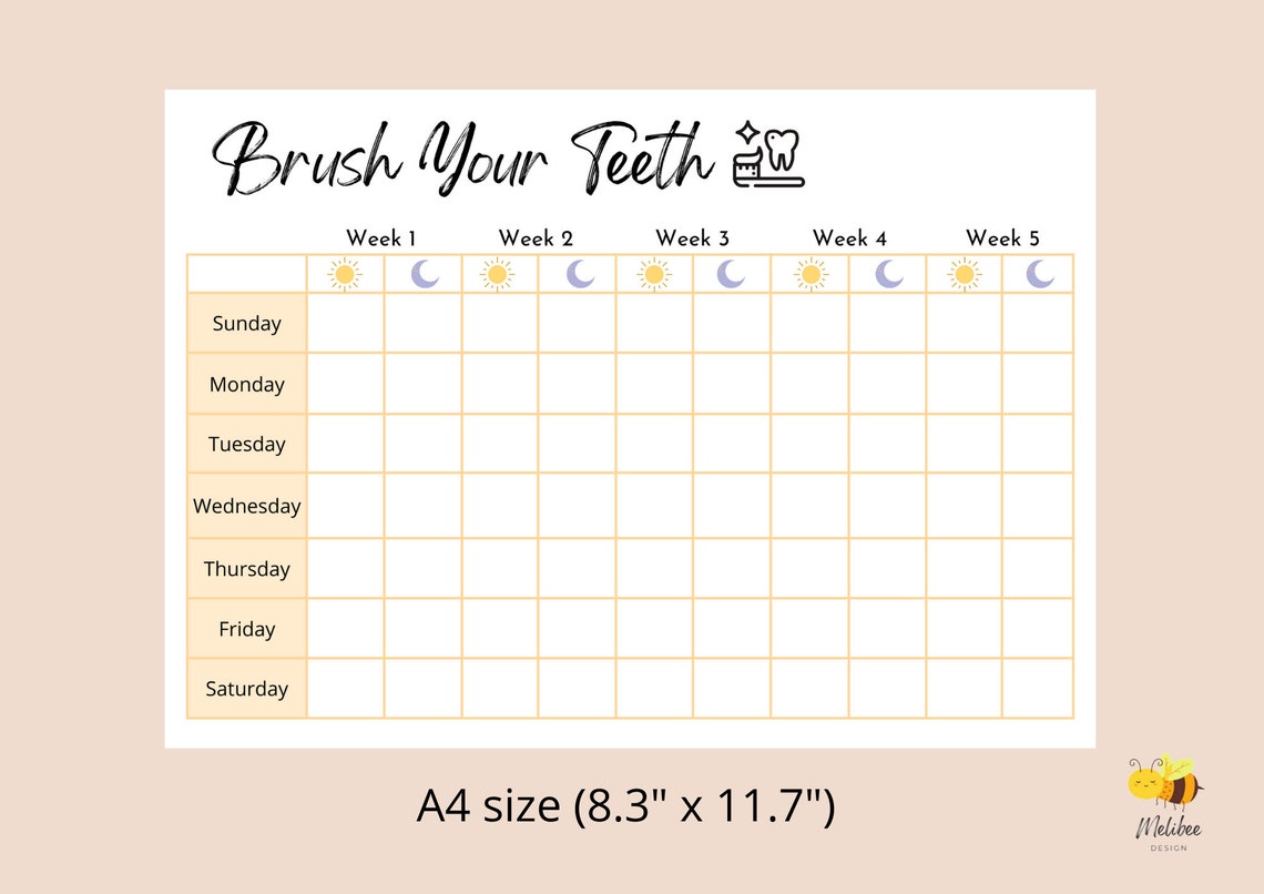 Printable Brushing Teeth Chart Toddler Brushing Kids | Etsy