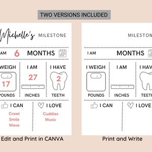 EDITABLE Baby Monthly Milestone Sign • Baby Monthly Stats Template ...