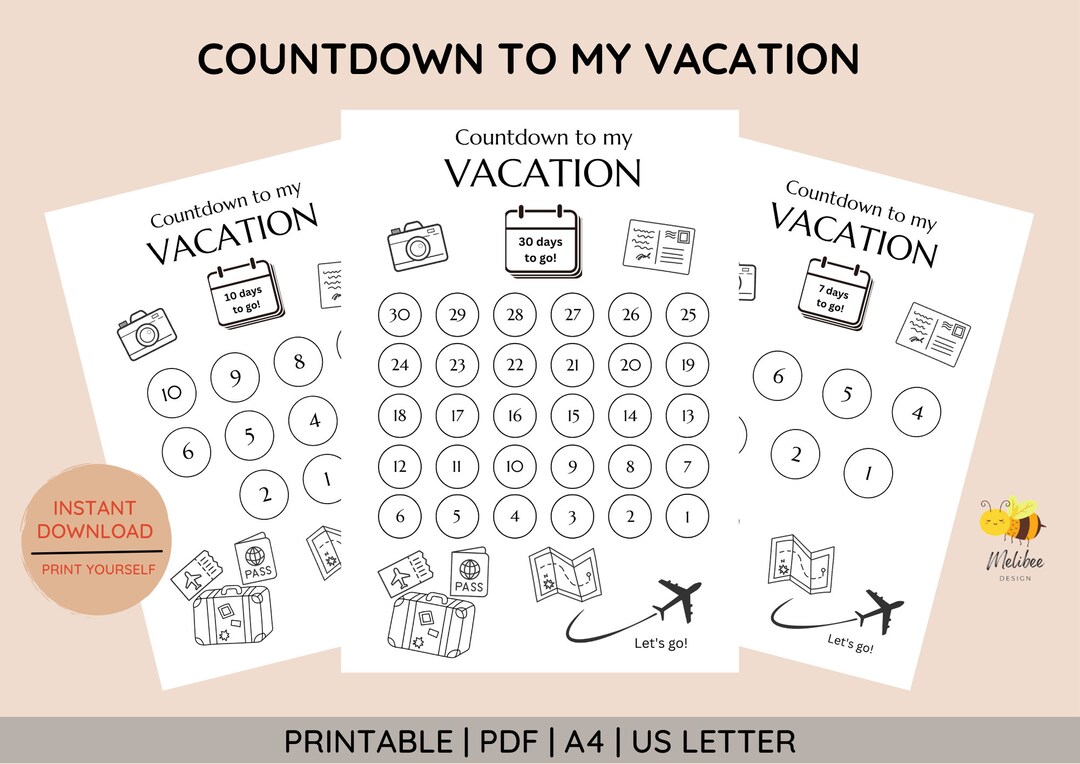 Printable Countdown Calendar • Vacation Countdown • Family Vacation ...