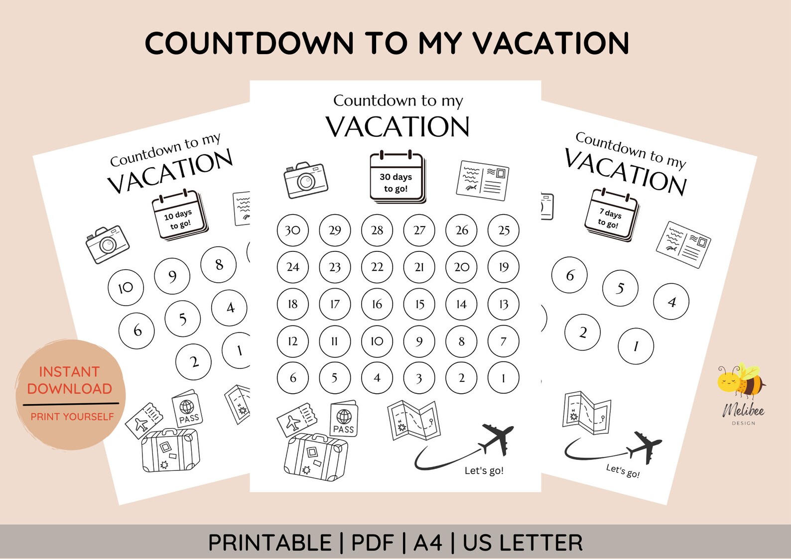Printable Countdown Calendar • Vacation Countdown • Family Vacation ...