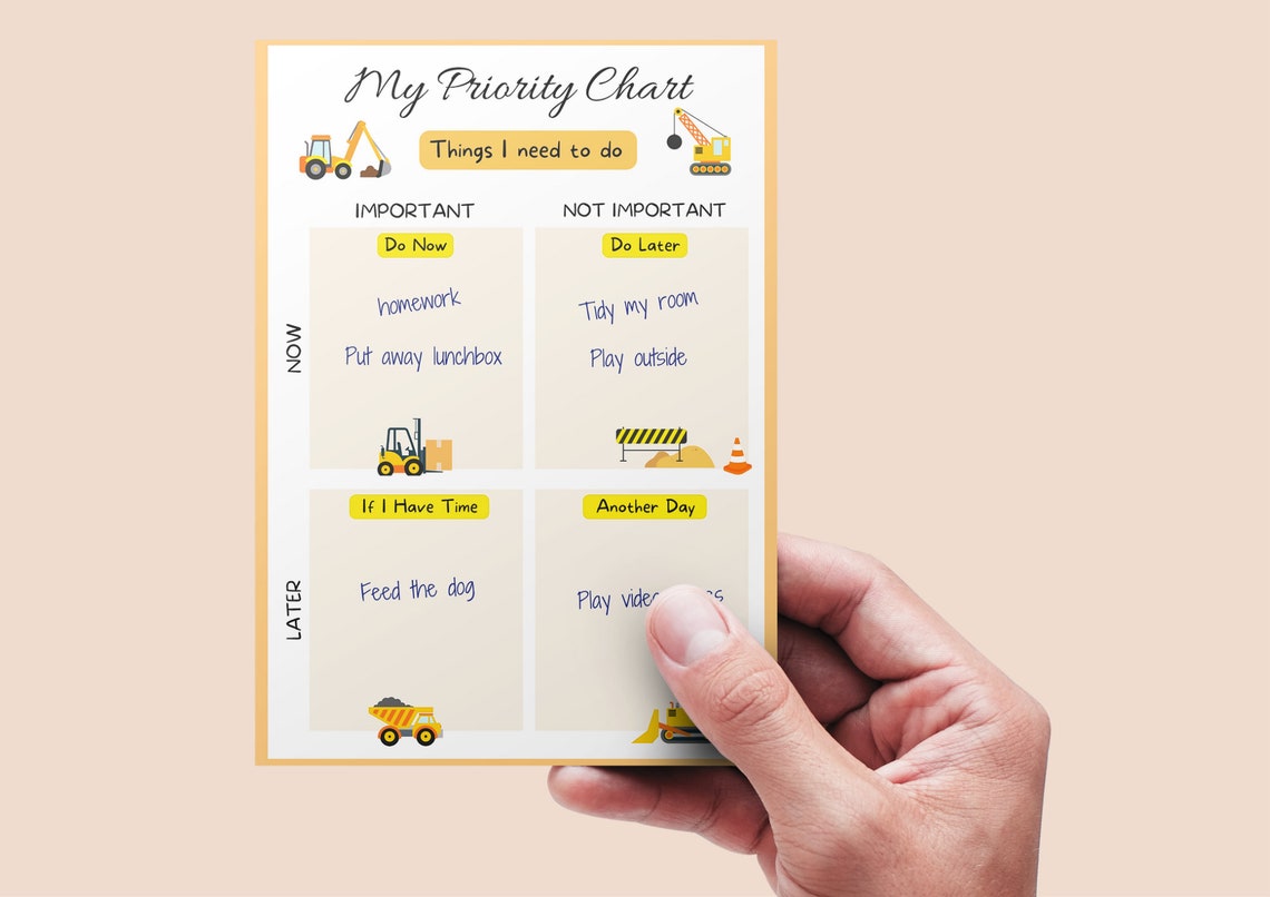 Printable Priority Chart • Decision Matrix • Eisenhower Matrix • Vision ...