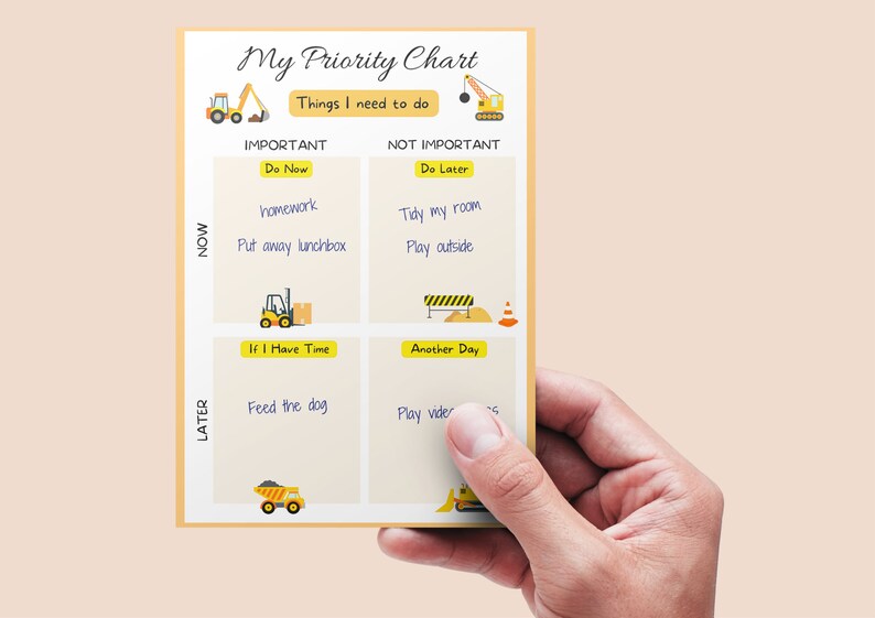 Printable Priority Chart • Decision Matrix • Eisenhower Matrix • Vision ...