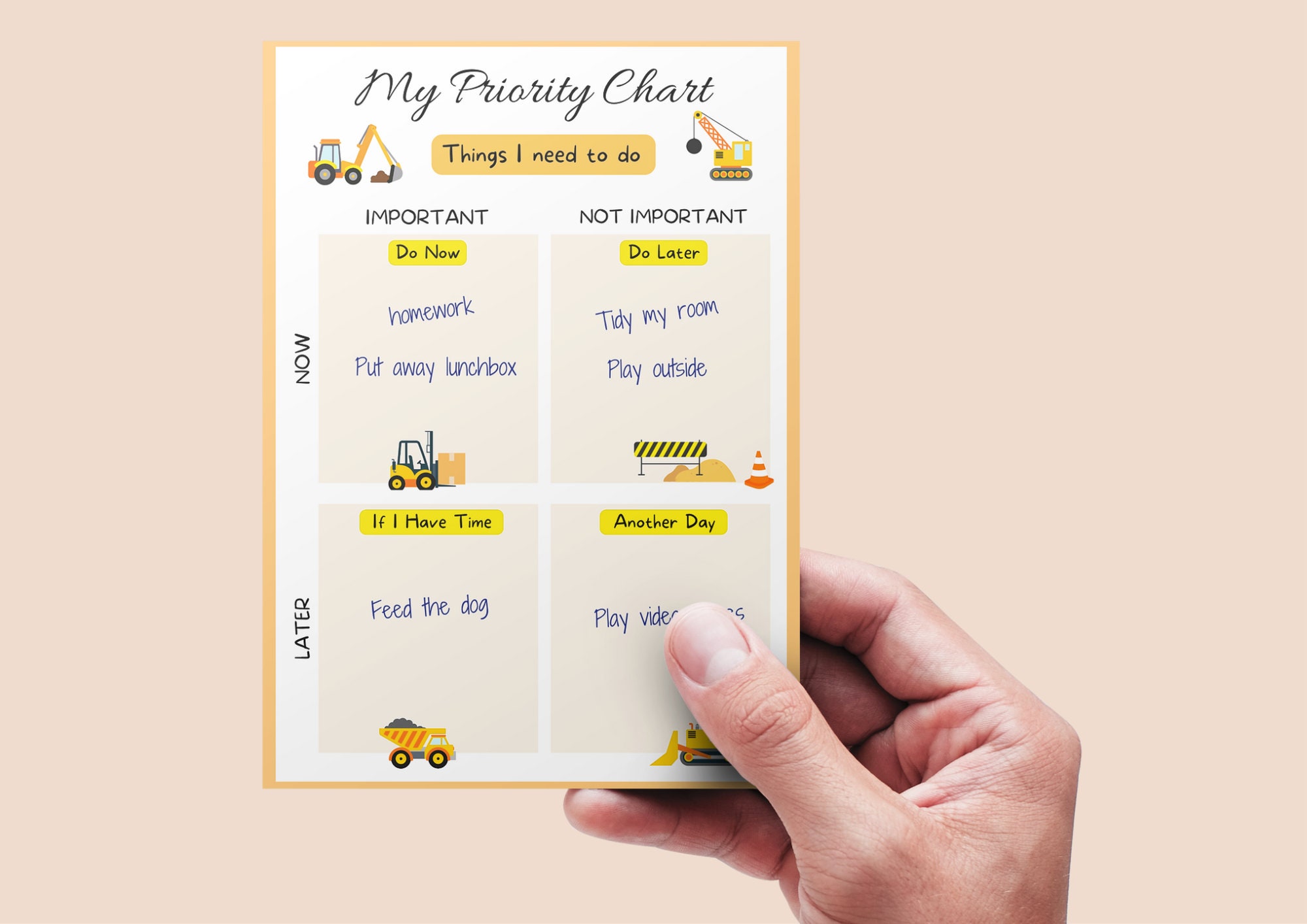 Printable Priority Chart • Decision Matrix • Eisenhower Matrix • Vision ...