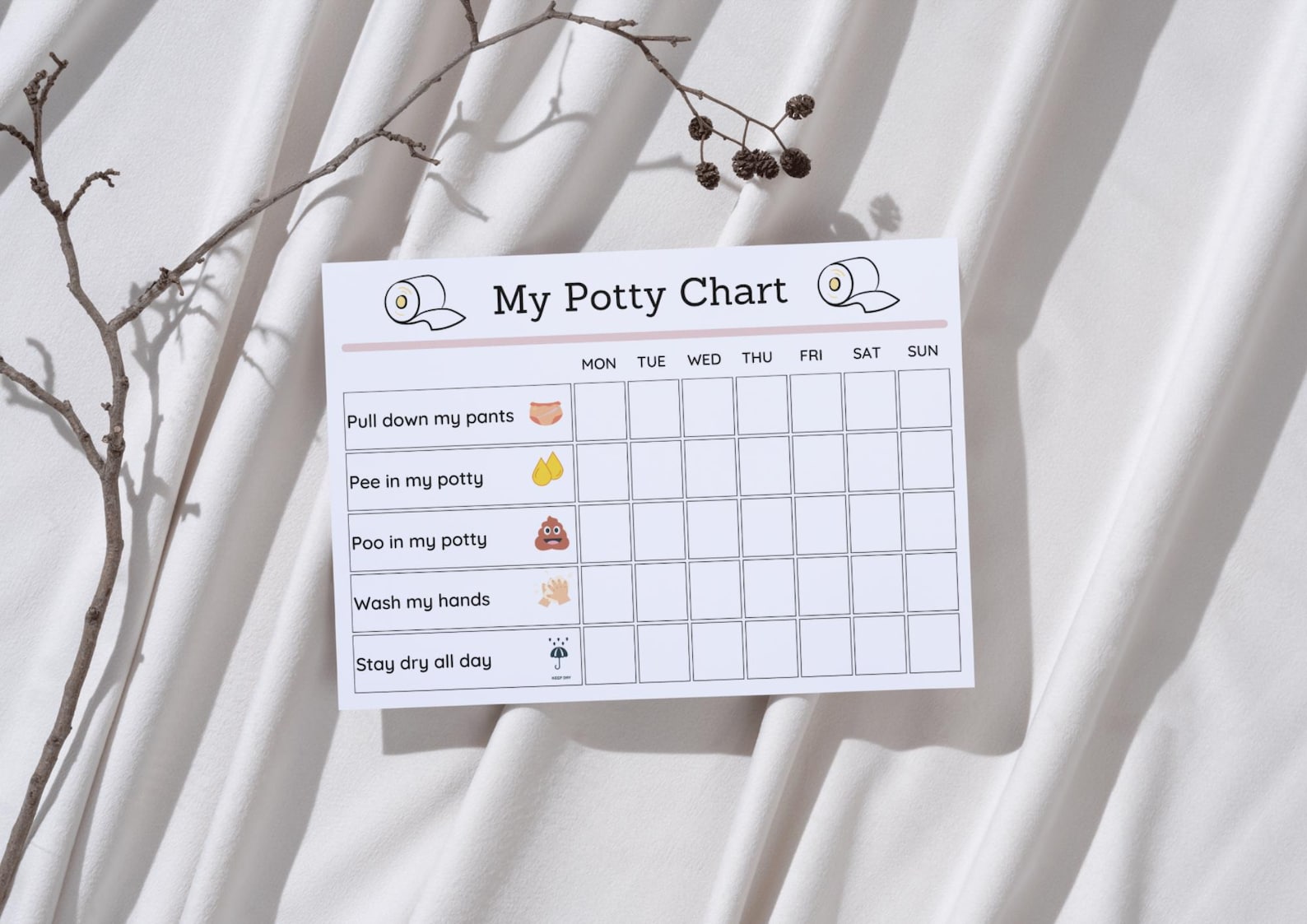 Printable Weekly Potty Training Chart • Potty Sticker Chart • Toddler ...