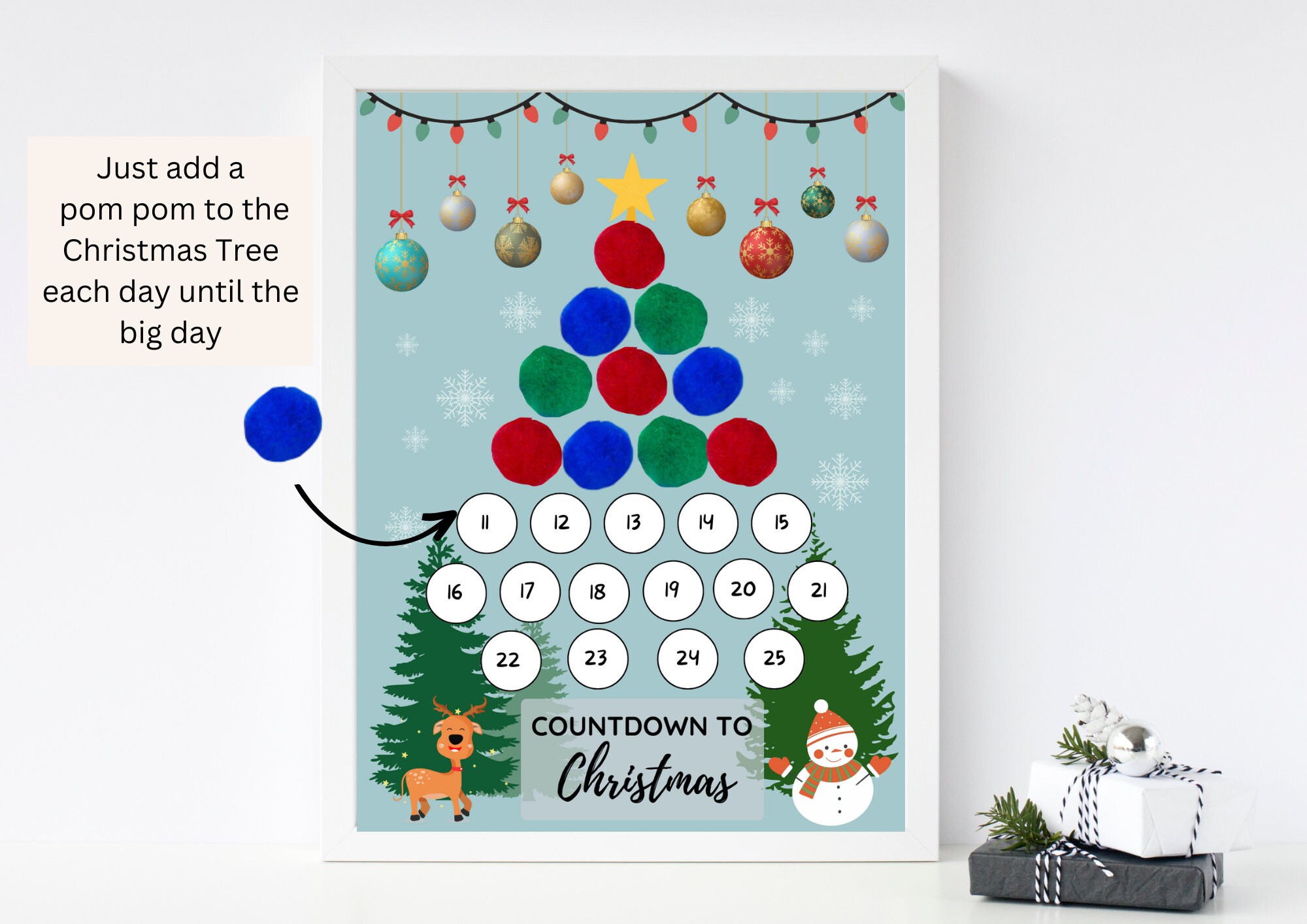 Printable Advent Calendar for Kids • Countdown to Christmas • Christmas ...