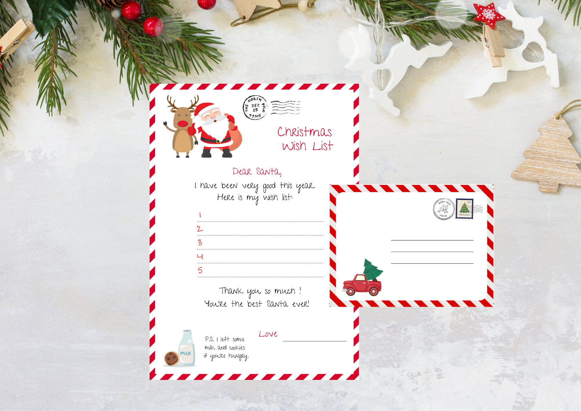 Printable Letter to Santa and Envelope • Santa Letter • Kids Christmas ...