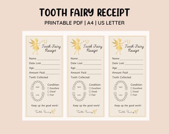 Printable Tooth Fairy Receipt • Tooth Fairy • Tooth Fairy Pillow • Lost ...
