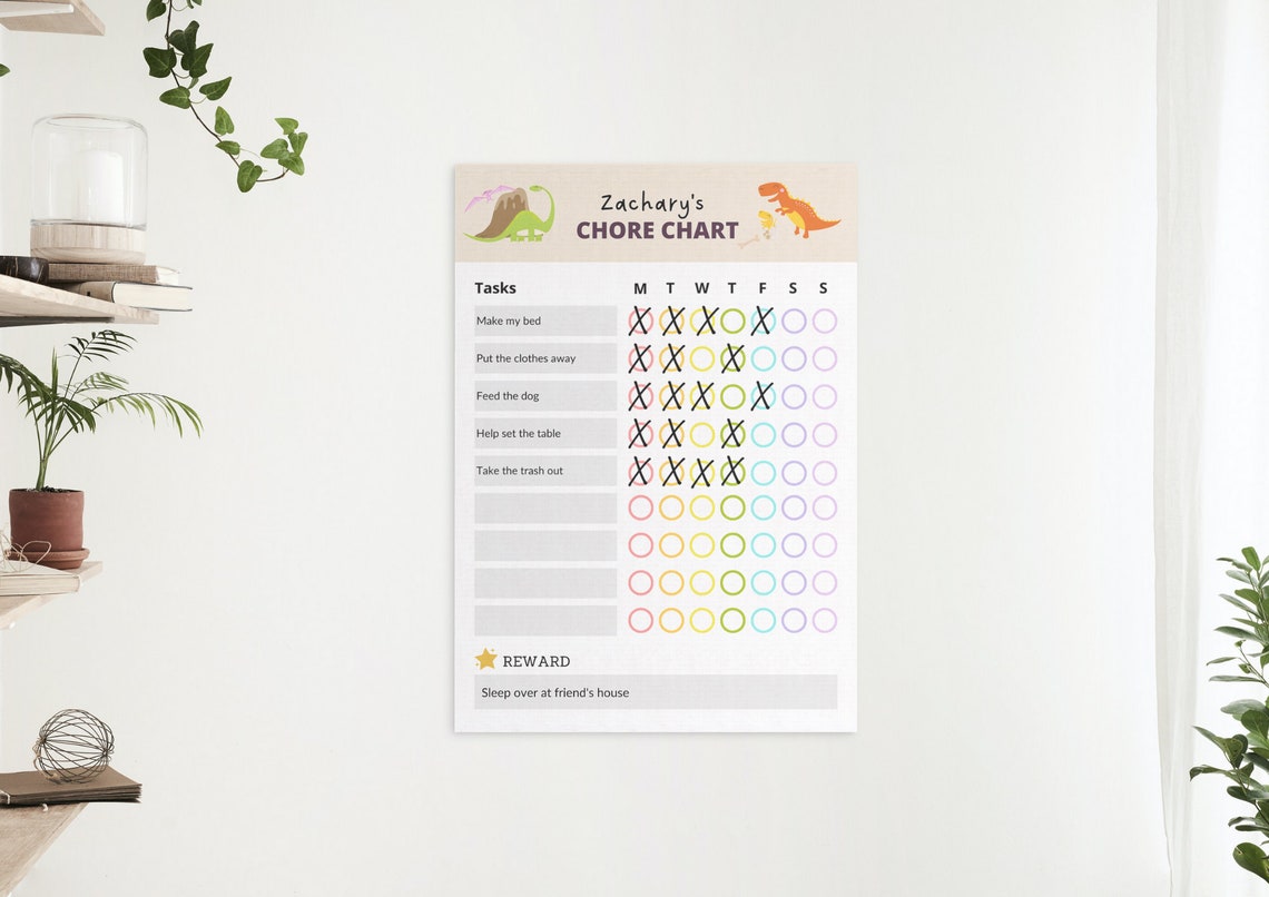 EDITABLE Dinosaurs Chore Chart Printable Kids Reward Chart ...
