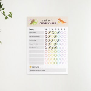 EDITABLE Dinosaurs Chore Chart • Printable Kids Reward Chart ...