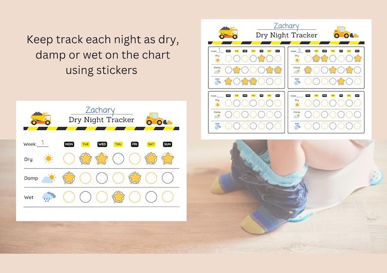 Printable Dry Night Bedwetting Chart • Dry Night Tracker • Toilet ...