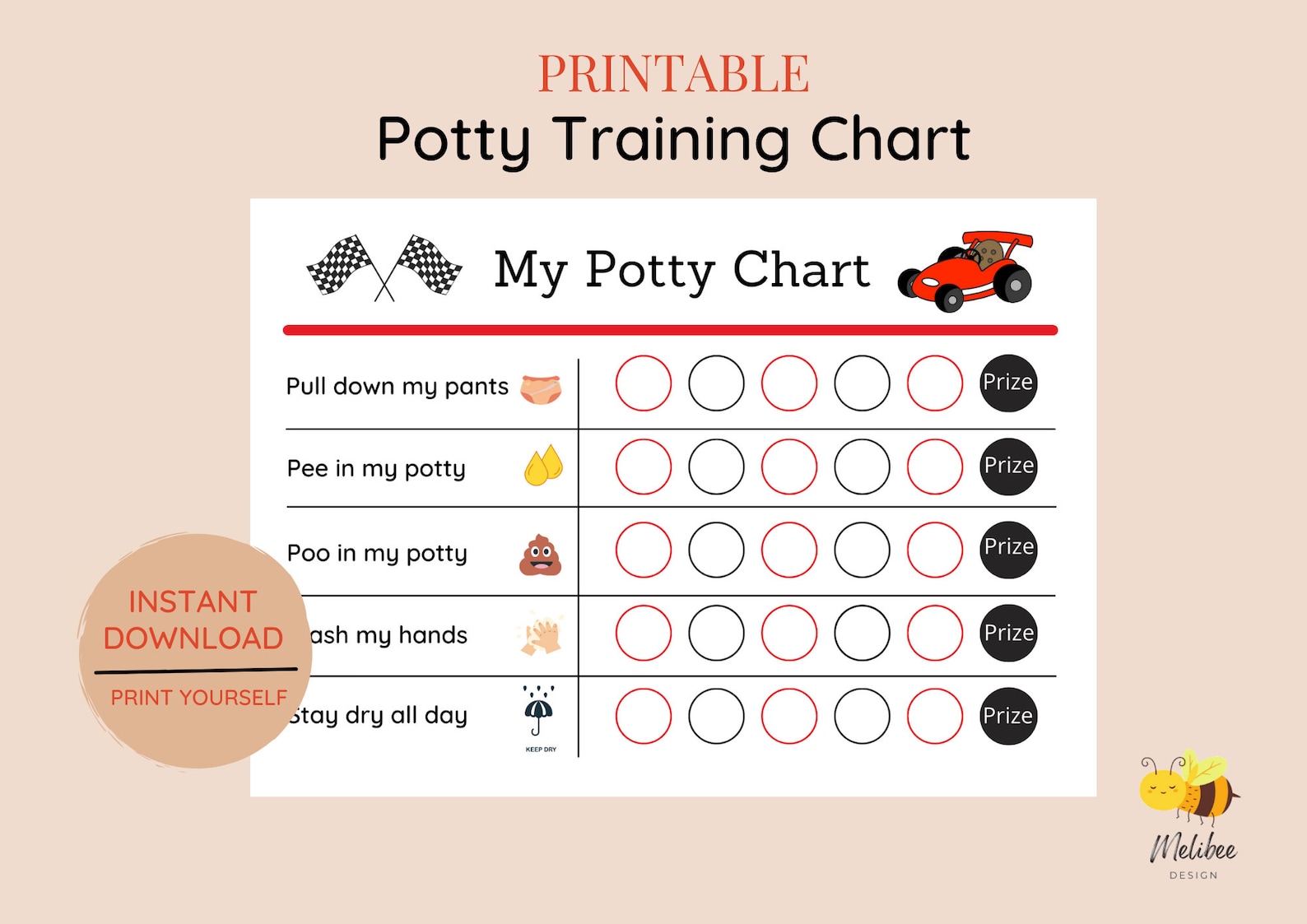 Printable Race Car Potty Training Chart Sticker Chart - Etsy